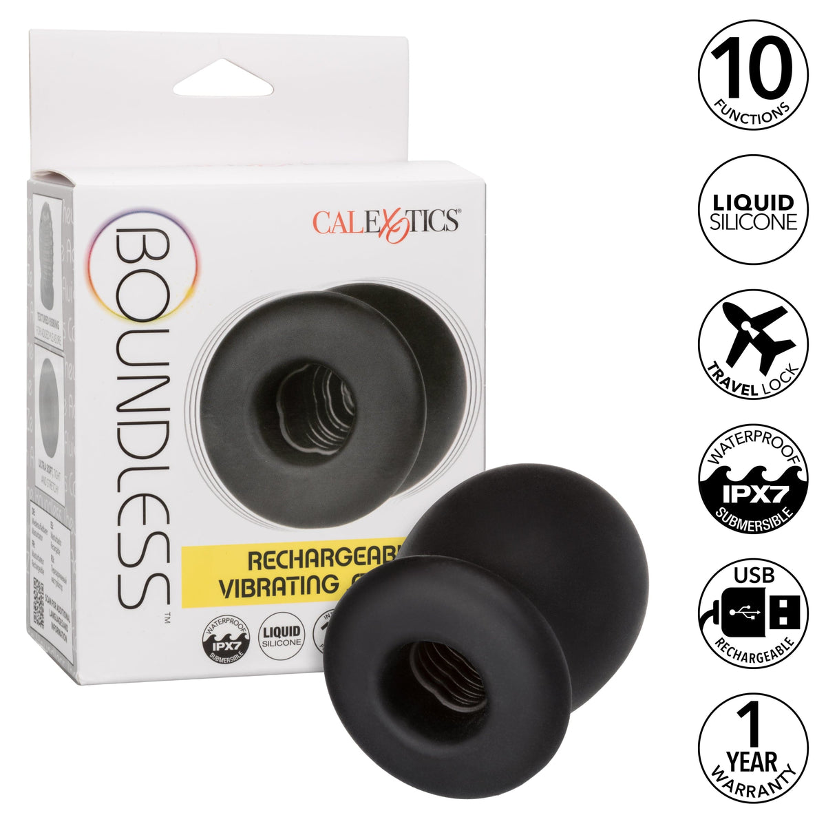 California Exotics Boundless Rechargeable Vibrating Stroker Masturbator Black