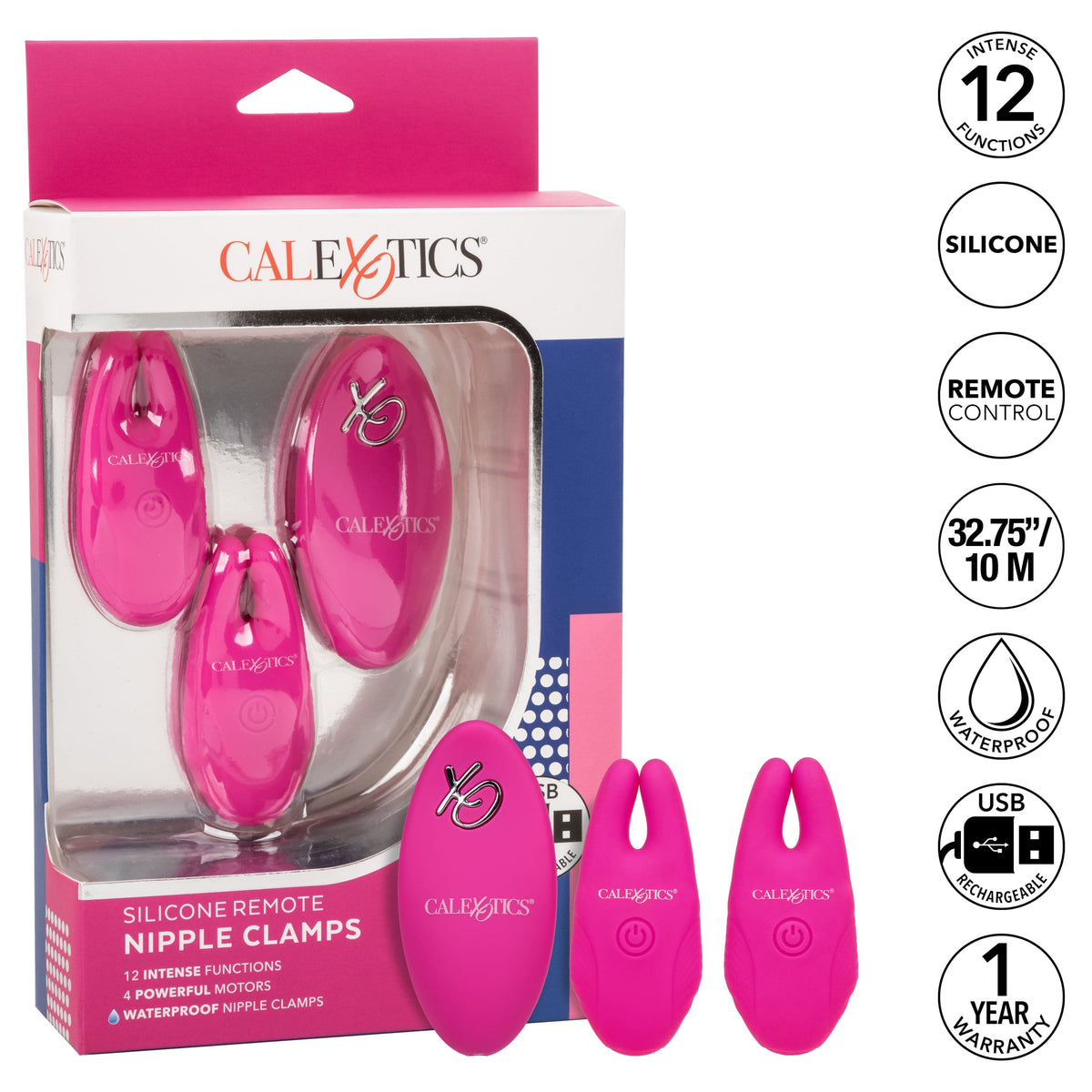 California Exotics - Silicone Remote Control Vibrating Nipple Clamps ...